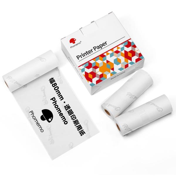 カラー：透明ステッカー感熱紙(黒文字)使いやすい：これは直接使用することができる透明のM03・M04S・M04AS用印刷用紙です。M03・M04S・M04AS サーマルプリンターに対応しますPhomemo - M03・M04S・M04ASポ...