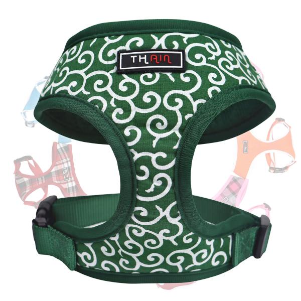 カラー：唐草模様グリーンサイズ：Lスタイル：調整可能【Lサイズ】：胴回り：約47〜65cm ※ペットの首と胸囲を添付したサイズ表によって測ってください〜U^ェ^U【素材＆通気性がいい】：表は100％ポリエステル素材で、唐草模様も上品に見えま...