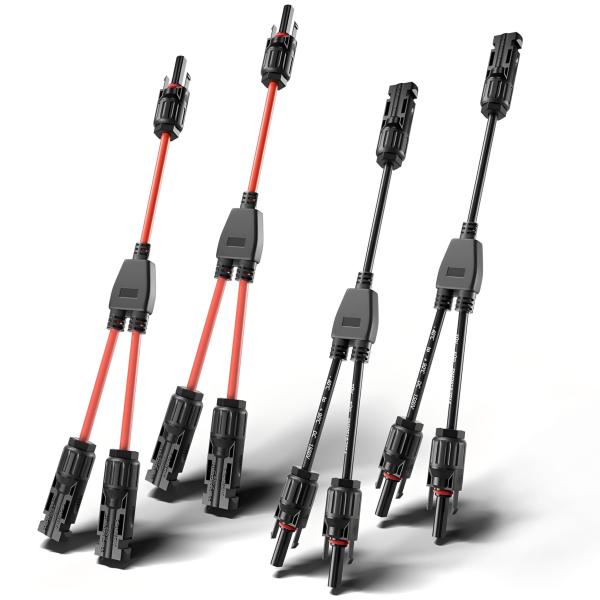 カラー：黒赤スタイル：赤黒4本耐候性素材：ソーラーYコネクターは、高品質のPCおよびPPO材料を使用しており、酸化、紫外線、高温に耐性があります。内蔵導体は堅牢な純銅製で、耐腐食性と柔軟性に優れ、同時に導電率も向上しています。安定してバッテ...