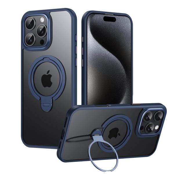 カラー：ブルーサイズ：13Pro2024最新のダブルリング+定点360度回転スタンド : 2024新開発進化版、土台のマグネットリングとスタンドリングのダブルデザインで、スタンド利用時（リングを開いた状態）でも充電可能、マグセーフアクセサリ...