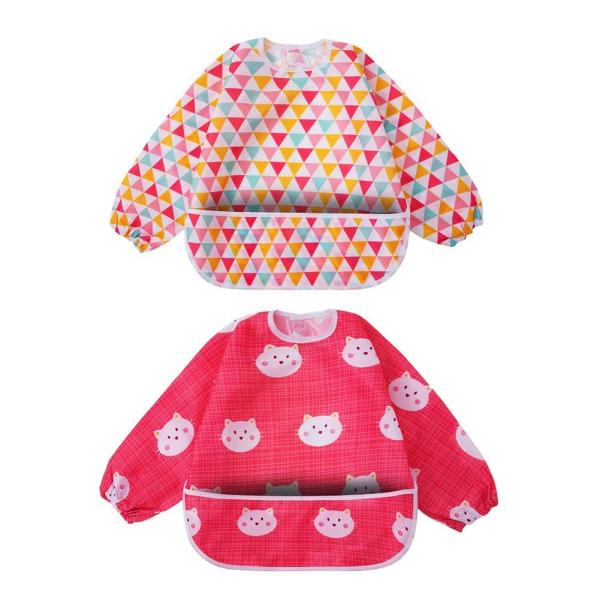 カラー：長袖 ピンク三角形と猫サイズ：長袖スタイル：design【完璧なデザイン】ラウンドネックデザインは、快適で美しいだけではなく、赤ちゃんの首をこすることもなく、赤ちゃんの柔らかい肌を保護します。後はマジックテープのデザインで、尖った角...