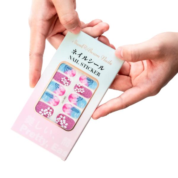 カラー：#8-夏・23年新しいオリジナルデザイン。使い方は簡単、たった2分で爪がキレイに！取り外しも簡単で、ネイルライトやネイルマシンは一切必要ありません。初心者でも簡単に自宅でネイルチェンジできます。爪を傷めないネイルウェイです。ジェルネ...
