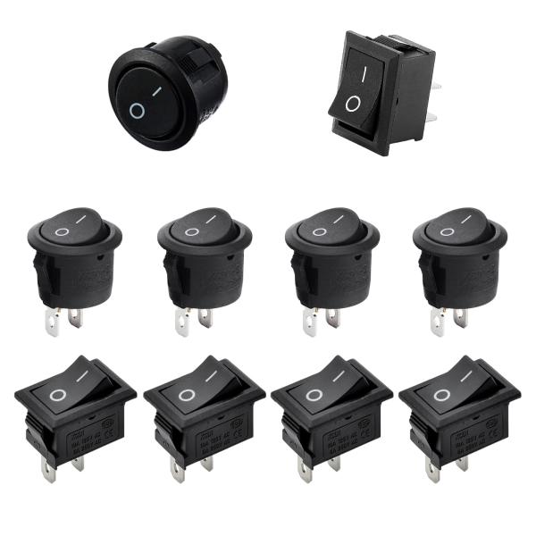 カラー：E定格電流/電圧：10A/125V、6A/250V。セット内容：長方形5個、5つの円。使いやすい：スナップ式の設計を採用しており、取り付けが便利です。広い適用：バイク、車、ボート、ライト、スピーカー、水配器、コーヒーポット、ランニン...