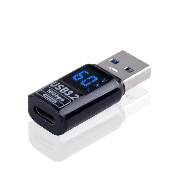 スタイル：10G USB-Cメス USB-Aオス1個【USB CメスからUSB オス変換アダプター】USB-C to USB-A変換コネクタはLEDースマトディスプレイを搭載し、電流、電圧、電源をリアルタイムで表示します。【急速な電力表示】...