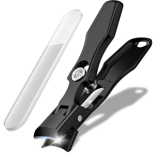 カラー：ブラックスタイル：ブラック【機能性と高級感を兼ね備えた爪切り】：爪切りの口部分が最大約10mm開き、分厚い爪や巻き爪でも問題なく切ることができます。手の爪でも足の爪でも、非常に適しています。勧めの万能爪切りです！【飛び散り防止＆切れ...