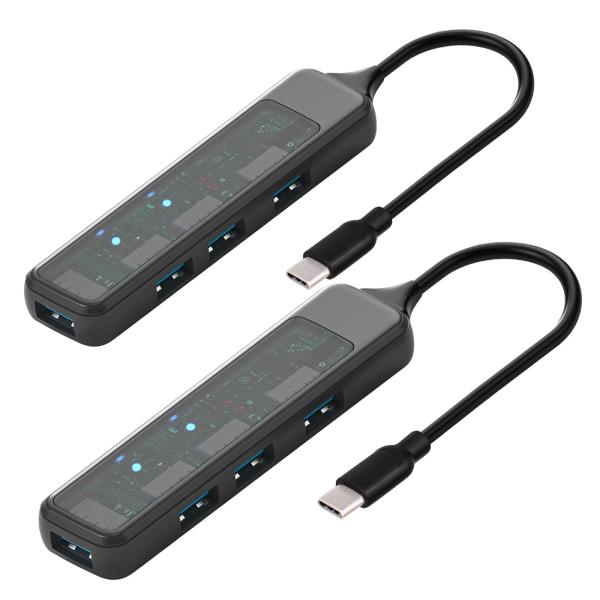 スタイル：2Pcs Type-CハブマルチポートUSB3.0ハブ:このUSB 3.0ハブは、4つの追加USB Aポートでデバイスを拡張し、USB 2.0/1.1と互換性があります。 フラッシュドライブ、マウス、キーボード、プリンターなどの接...
