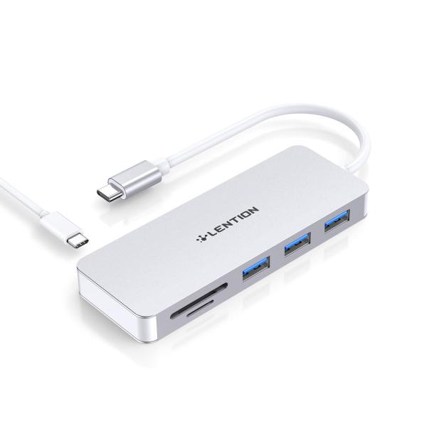 カラー：シルバーサイズ：USB-C PD機能付き【6 in 1 USB C ハブ】USB3.0×3 最大5.0Gbps(理論値) / Power Delivery 最大60W / SD Micro SDカードリーダー 最大転送速度104MB...