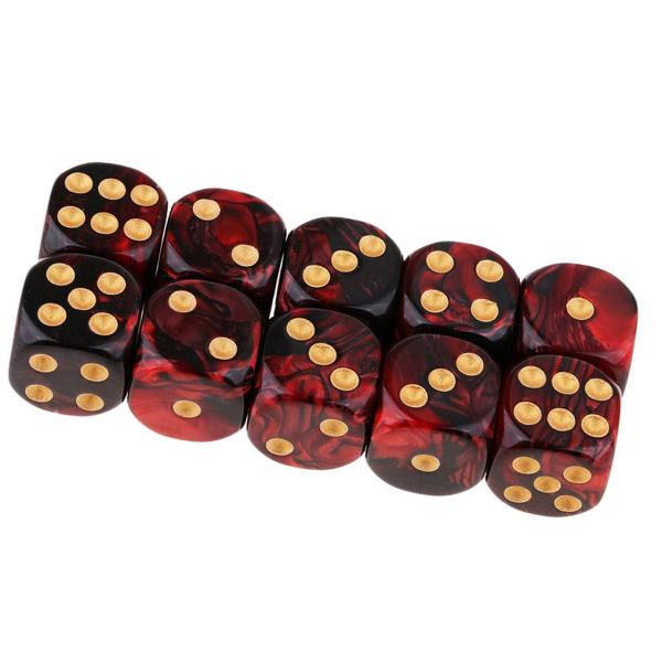 カラー：レッド ブラックサイズ：16mm10個 6面多面体D6ダイス16mmダブルカラーサイコロゲームダイス耐久性と耐久性のあるアクリル材質で作られています。ダンジョンズアンドドラゴンズDND TRPG MTGダイステーブルゲーム、サイコロ...