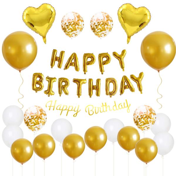 カラー：ゴールドサイズ：M誕生日のお祝いを盛り上げてくれるハッピーバースデーバルーンセット！お友達や大切な人の誕生日サプライズ。思い出に残るとっておきサプライズとして、お部屋の中を風船でいっぱいにする演出はいかがですか？内容量（取り扱い：対...