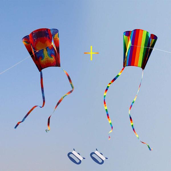 カラー：レインボーストライプ、カラフル柄、レインボーストライプ＋カラフル柄セット、カラーレイヤー、カラフルサークル、カラーレイヤー+カラフルサークルセットスタイル：レインボー＋カラフル柄セット【高品質】カイトは高品質の耐引裂性ポリエステル生...