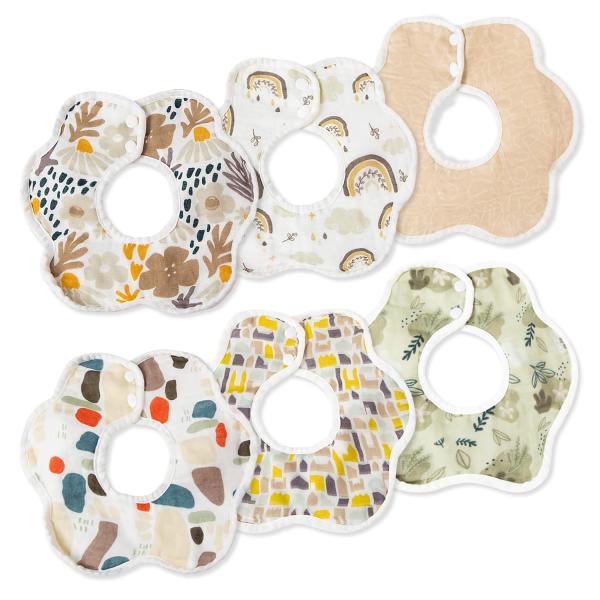 カラー：カラフル【綿素材使用】コットン100%表地の肌と環境に優しいよだれかけです。赤ちゃんが舐めたり噛んだりする可能性を考えて、蛍光剤やホルムアルデヒド等の有害な化学物質は一切なし、赤ちゃんが安心して使用できます。裏地は3D凸凹感あるの特...