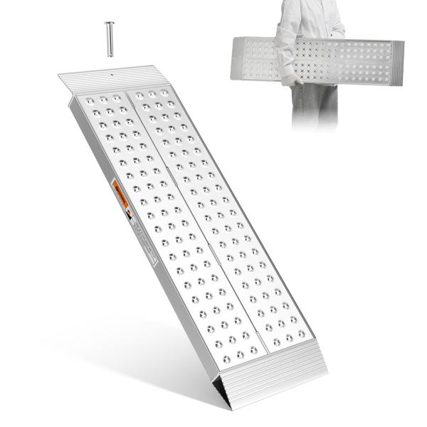 カラー：銀サイズ：100cm-1本【商品仕様】アルミブリッジのサイズ：長さ100*幅28*高さ5cm、製品の重さ：約3.4kg、耐荷重：340kg、使用高さ範囲：30cm以下、タイヤの幅が27cm以内の車両に適しています。【滑り止め性能】ア...