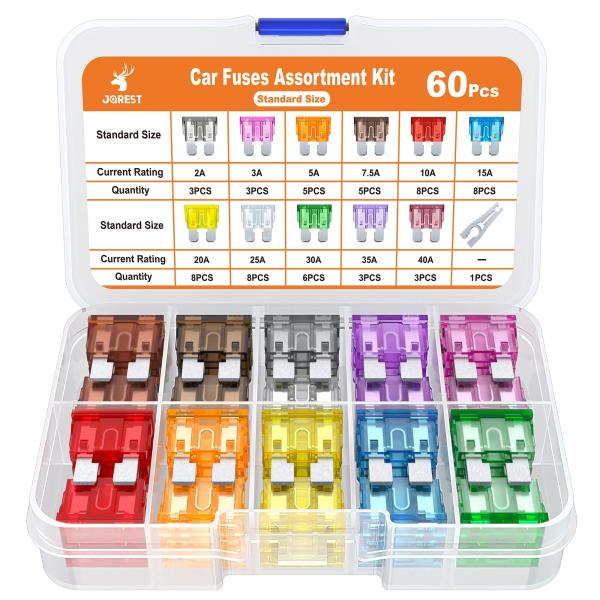 カラー：colorfulスタイル：60PCS 標準ヒューズ【高コスト効果のヒューズキット】-キットには、60個標準ヒューズと1個ヒューズクリップ含まれています。 車のヒューズには11の電流仕様があります（2A / 3A / 5A / 7.5...