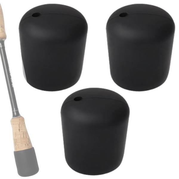 カラー：L ブラック1.適合釣り竿直径範囲：30mm-34mm。サイズ：全長41mm；底部内径26.5mm ；底部外径32mm；開口部直径24.3mm；入り数3個。※購入前にサイズをご確認ください。2.究極の保護：この竿尻キャップは、耐摩耗...