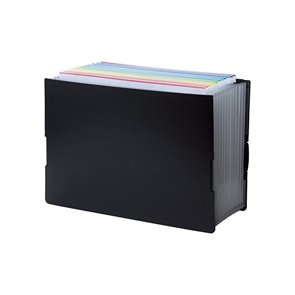 カラー：ブラックスタイル：ドキュメントボックス【仕切り】12仕切り(13ポケット)【ポケット収納枚数】1ポケットにコピー用紙約150枚【ボックス形状時サイズ】316×240×240mm【キャビネット対応】キャビネット内寸 317mm幅に対応...
