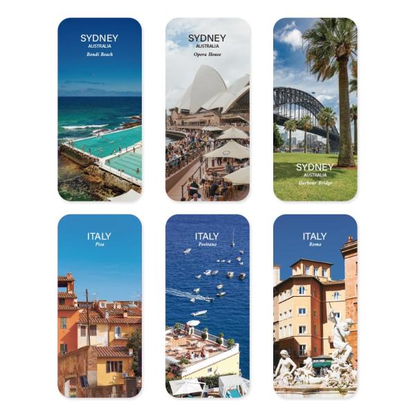 カラー：Capture the life Sydney Italy 6P素材 : アクリルです構成:それぞれ異なるデザインのブックマーク6Pですサイズ : W 5.5 x 12 (cm)ブックマークの端が丸みを帯びているため、安全に使用でき...