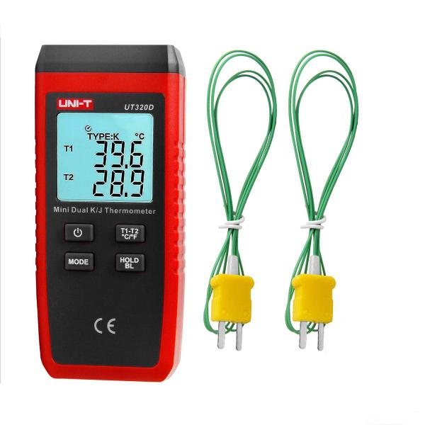 デジタル温度計幅広い測定温度範囲 - 本体の範囲は -50°C 〜 1300°C (-58°F 〜 2000°F) です。°C、°Fの温度モードが付属しています。デュアルチャンネル:熱電対センサー K/J熱電対プローブと2チャンネルT1また...