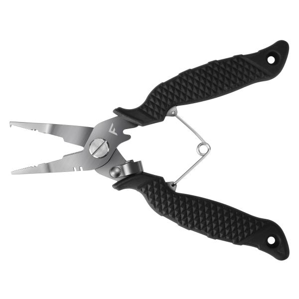 【使いやすい】プライヤの先端部分にギザギザの歯が付いています。針をしっかり掴んで取り外すことができます。さらに先端が長くので、ケガを防ぎながらフックを外せます。【多機能】スプリットリングオープナーとラインカッター、フック調整など機能が付いて...