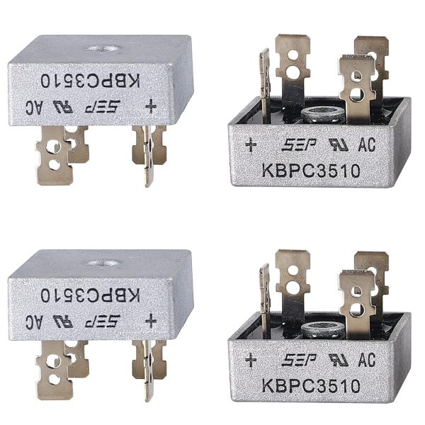 サイズ：KBPC3510ブリッジ整流器　-　KBPCシリーズセット内容：4個*KBPC3510ブリッジ整流器KBPCシリコンブリッジ整流器は、逆電圧が1000Vとなっています。この整流器は、順電流が35Aです。このブリッジ整流器は、AC-D...