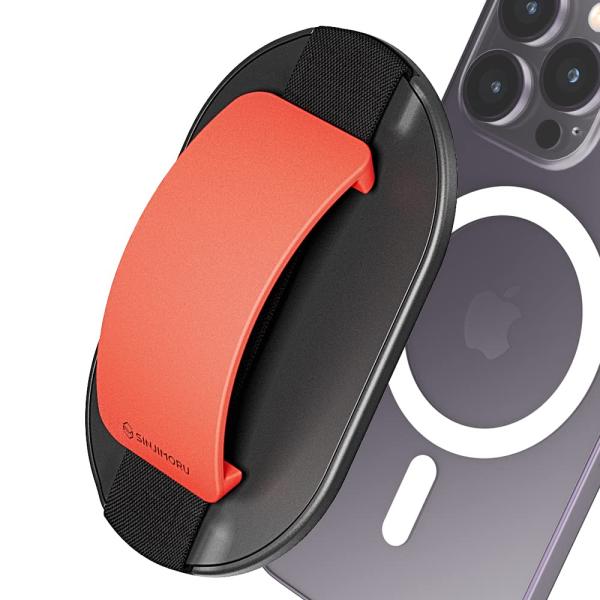 カラー：クレメンタイン【超スリムなスマホ背面ホルダー】 9mmの薄型で強力な磁気で安全に固定ができてポケットから取り出す際に邪魔もされたりスマホグリップが取り外される心配はございません。またMagsafe対応なのでワイヤレス充電や他のMag...