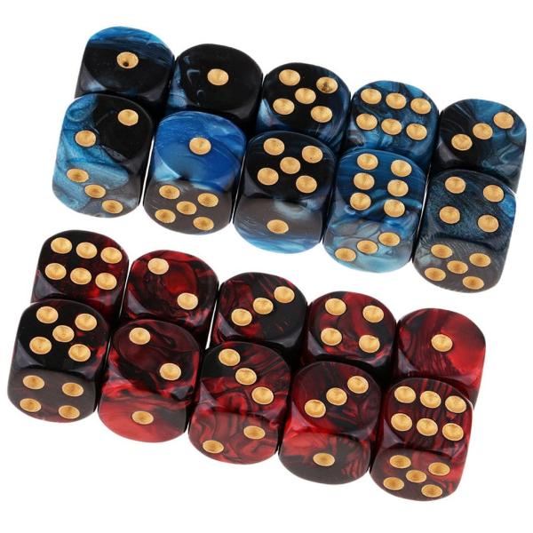 カラー：ブルー ブラック+レッドブラックサイズ：16mm20個 6面多面体D6ダイス16mmダブルカラーサイコロゲームダイス耐久性と耐久性のあるアクリル材質で作られています。ダンジョンズアンドドラゴンズDND TRPG MTGダイステーブル...
