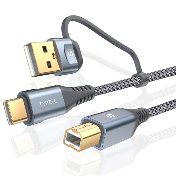 カラー：灰サイズ：3m?【USB A(オス)/USB C(オス)-B(オス)】USB A(オス) )/USB C(オス)端子を持つパソコンとUSB2.0 B(オス) 端子を持つの周辺機器の接続に使用できます。このUSB Type B ケーブ...