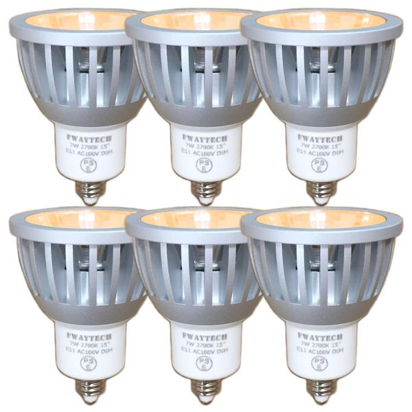 カラー：電球色相当(2700K)サイズ：本体銀 (狭角15度) E11口金 調光対応商品寸法：E11口金、ハロゲン同等サイズ：直径約50ｍｍ*長さ約65ｍｍ　演色指数(CRI)：Ra>82以上。全光束：650-700lm、色温度：27...