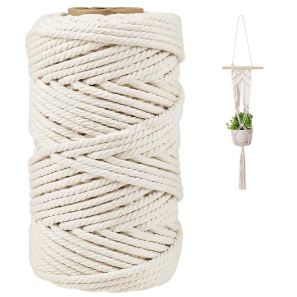 カラー：ベージュサイズ：5mm, 50mスタイル：シンプル【材質】高品質の綿を採用して作られた綿紐は、ほつれがなくて手触りが柔らかくて梱包されるものが損傷を受けません。環境にやさしくてエコの綿糸です。【耐用＆実用】4本撚り5mmのマクラメロ...