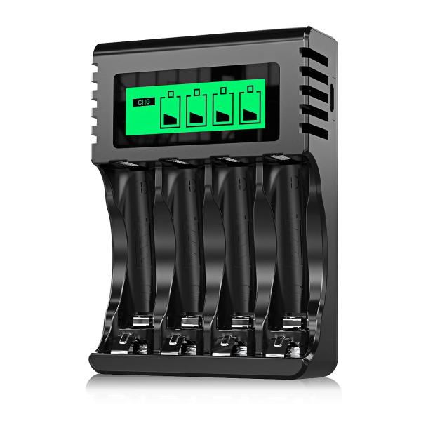 カラー：4本ブラック【単3単4電池互換】単3単4ニッケルクロム/ニッケル水素充電電池を適用します、 最大4つの電池を同時に充電できる。単3単4型分溝処理は、接触不良を避けるため、各電池が独立して充電し、互いに影響しなくて、電池の充電がより容...