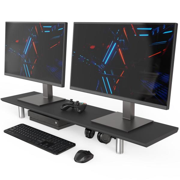 カラー：ブラックサイズ：100cm【横幅100cmの机上台・収納便利】モニター下の空間は収納スペースが付き、キーボードやマウスなど周辺機器、タブレットなどを一気に収納できます。デスクの周りはすっきりになれ、作業スペースも広めます。【おしゃれ...