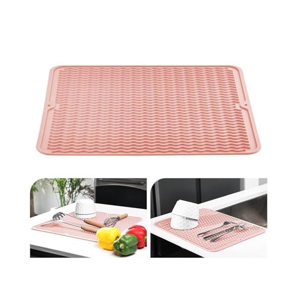 カラー：ピンクサイズ：40 x 30 cm【シンク 用 流し 保護 マット】シンクマットの底面は突起デザインと表面は凸凹デザインで、空気の流通がよくて食器を乾燥しやすいです。食器を洗った後シンクマットの上に置くって早く水を流れやらせます。食...