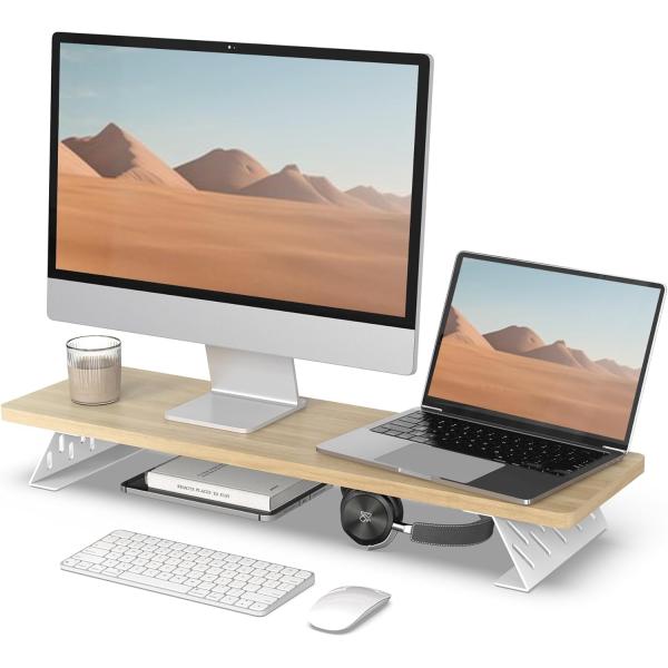 カラー：オークサイズ：80cm【卓上をきれいに整えるモニター台】パソコン台の内寸は62cm*23cmなのでキーボートやマウスなどデスク周りの物をすっきりに整理することで、机の上のスペースが広くなり、オフ ィスやテレワーク作業効率をUPします...