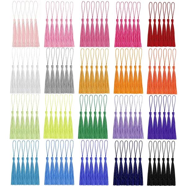 カラー：マルチカラー?【素材】ミニタッセルはテリレン製で、柔らかく快適で、人体に無害です。?【サイズ】全長は約14〜15cm、タッセルの長さは約8〜9cmです。?【20色】さまざまなニーズを満たすために、十分な色と十分な量を一緒に使用できま...