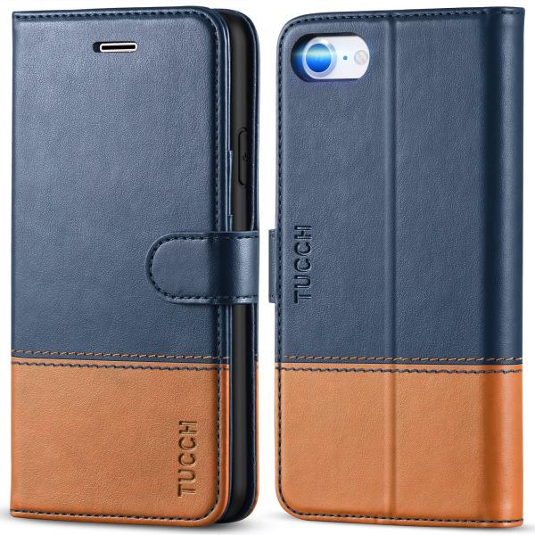 カラー：ブルー＆ブラウンサイズ：?i Phone 7/8/SE2/SE3スタイル：手帳型★【適用型番】 i Phone SE3(2022年モデル)、 i Phone SE2(2020年モデル)、i Phone 8(2017年モデル)、i P...