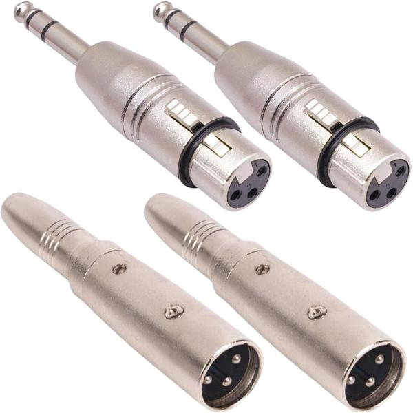 製品内容: 2 x XLR オス - 1/4 インチ メス アダプター ＆ 2 x XLR メス - 1/4 インチ オス アダプターが含まれます。XLR - 1/4 インチ TRS アダプター: XLR 出力をバランス 1/4 インチ出力...