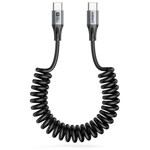 カラー：グレーサイズ：0.4m-1m?【コイル形状で使いやすい】タイプc ケーブル コイルのデザインで、ケーブルを整理整頓でき、持ち運びや保管も簡単です。伸び縮み可能で、使い勝手抜群です。?【PD対応＆60W急速充電】USB Power D...