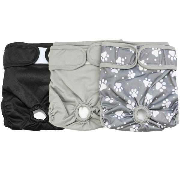 カラー：ブラックサイズ：XS素材：ポリエステル90％、綿10％；3枚セットで洗い替えにも便利です。ご購入の前に、犬のウェストを測定し、またサイズ表をご参照ください。再利用可能：洗濯 機で洗え、乾燥可能、使い捨ての犬用おむつよりも経済的で環境...