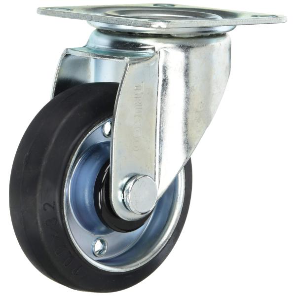 カラー：黒サイズ：100mmスタイル：ゴム車ＴＲＵＳＣＯ　ＴＹＳシリーズ　自在　ゴム車１００ｍｍ●走行性、耐荷重性を備えた標準的な軽・中量荷重用キャスターです。運搬台車やロールボックスパレット、その他一般作業用に数多く使用されている標準寸法...