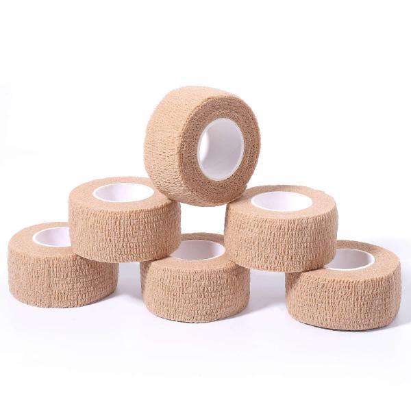 カラー：肌の色 6卷入 2.5cmサイズ：2.5cm*4.5m【素材】：不織布 ポリウレタン弾性繊維 ラテックス. 優れた防水性と耐汗性を備えているため、高弾力性，柔らかく、快適で環境に優しい。【タイプ】：6巻入，?格：?2.5cm, ?4...