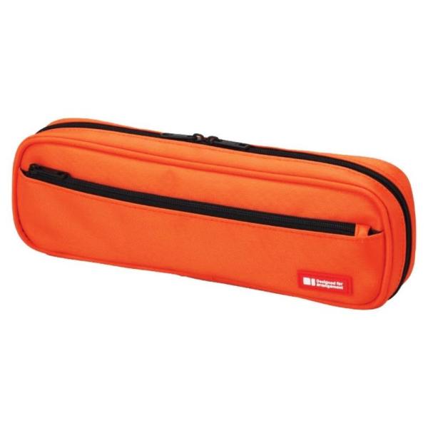 カラー：橙サイズ：2ウェイスタイル：シングル【機能】可動式の内部仕切りで2Wayに変えられる【仕様】ダブルファスナー【特徴】削りたての鉛筆が入る細長タイプ【外ポケット】鉛筆や20cm定規も入るファスナー付き【寸法】幅240mm×奥行45mm...