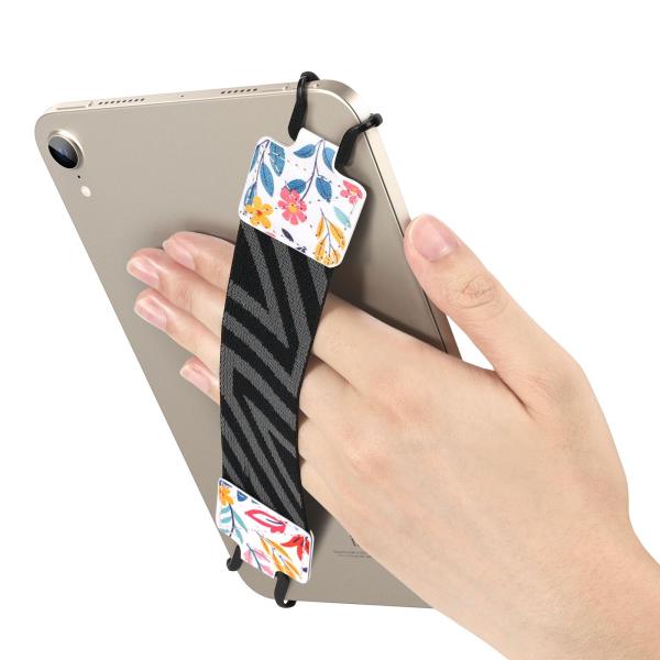 カラー：お花柄サイズ：6-8inchスタイル：軽い最新の改良版 使用方法は旧バージョンと同じく、タブレットの角にフックを引っ掛けて、バンドを引っ張って対角線の角にもう片方のフックを引っ掛けてもいいし、改良版のフックには摩擦力を強めたシリコン...