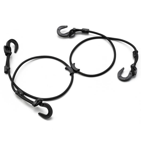 カラー：ブラックサイズ：1m×2(エックスタイプ)スタイル：モダン【用途】荷物の量に合わせてコードの長さを調節できるエックスジョインター付きバイク用ストレッチコード【仕様1】コードは程よい伸縮性と耐久性を両立させたΦ6.5mmのゴム製。【仕...