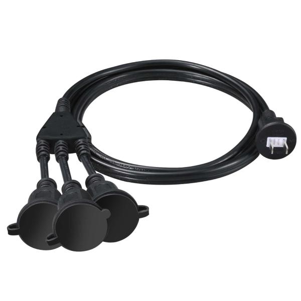 サイズ：3分岐 2m●定格電圧 / 電流:AC100V 50/60Hz(12A／125Vまで、1500Wまで) 色:黒 電線仕様: VCTF 2芯×1.25mm2 導線:銅線 ●PSE（電気用品安全法）認定商品●主な材質：銅、PVC樹脂、ユ...