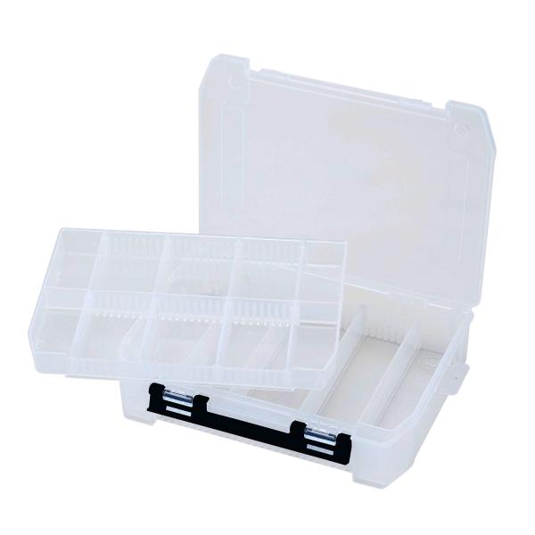 カラー：クリアコンパクトサイズなのに大容量! 深型なのでタップリ入ります。幅255mm奥行190mm厚み60mm日本製。平面度や端の仕上げが丁寧。大型止具でがっちりロック! 重めの小物もしっかり収納。縦置き収納ができるので置き場所もスッキリ...