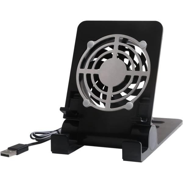 カラー：ブラック2in1多機能デザイン:冷却機能とスタンドが一体型.ゲーム中の放熱対策と最適な視野角度を同時に実現する便利な設計です.コンパクト収納可能:折りたたむと厚さ約3cm・重量約145gの超軽量設計.バッグやデスクの引き出しにすっき...