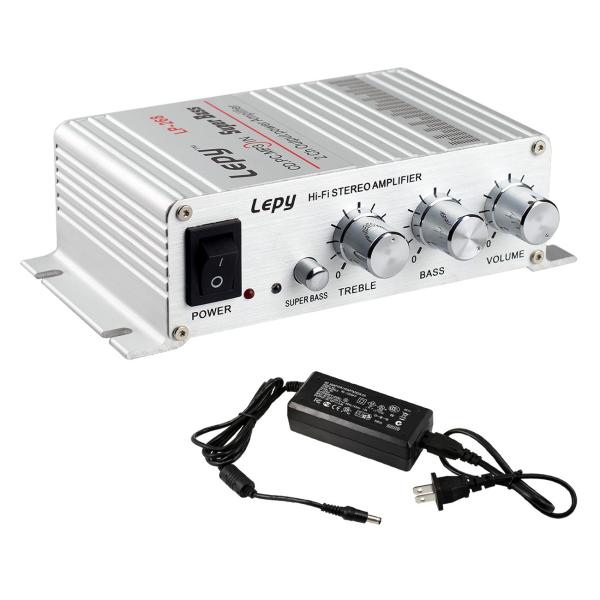 カラー：LP-268+AC電源アダプター（5A）小型・軽量が特徴のポータブルアンプLP-268です。外形寸法は約14×9.8×4.1cmで、重さが約240gで、携帯に便利で車やバイクにも取り付けると、素晴らしい音楽を楽しめます。パナソニック...