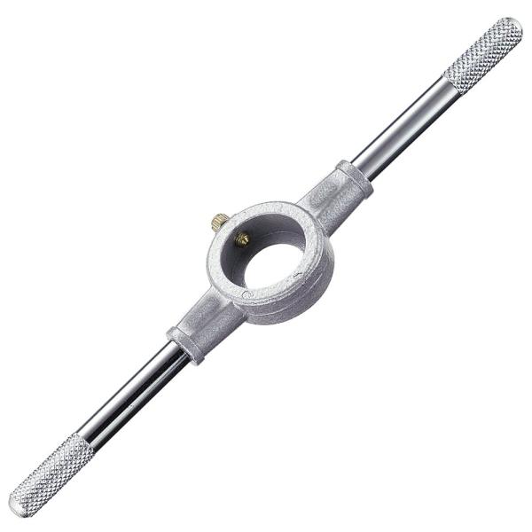 カラー：シルバーサイズ：ダイス径:38mmサイズ:全長320×全幅54×厚さ18mm質量:350g用途:ダイスの保持、おねじのねじ山形成、つぶれ修正に材質:スチールダイス径:38mm