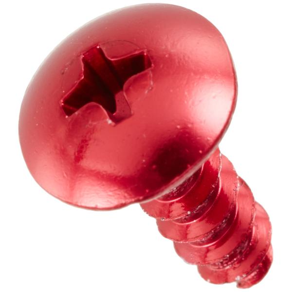 カラー：レッド汎用レッド(M5×16mm/8ヶ入り)1種(先端の尖った)タッピングビス。ジュラルミン製アルマイト処理K・CONクリップナットのビスとしても使用可能。