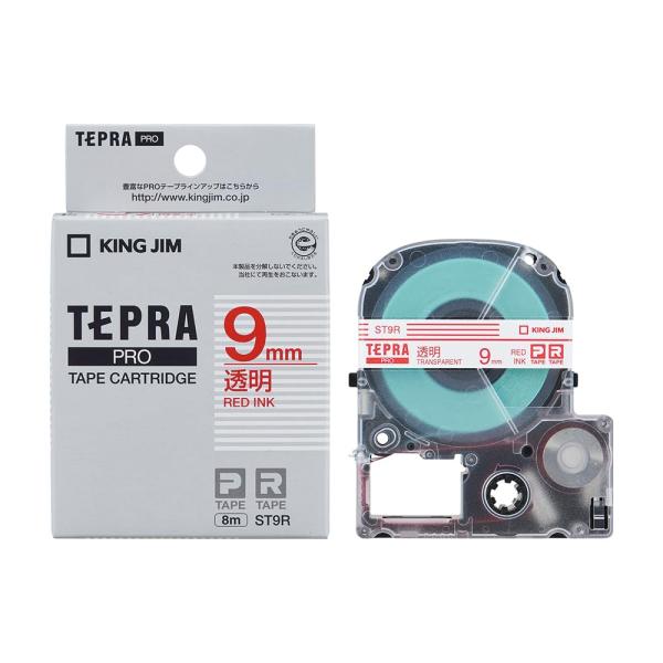 カラー：透明サイズ：9mm型番:ST9R長さ:8m幅:9mmラベル:透明文字色:黒