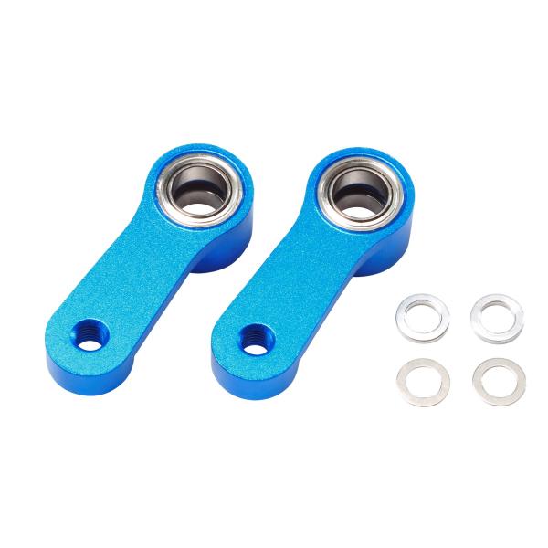 キット標準の樹脂製ステアリングアーム (A4パーツ)に換えて使用。850ベアリングを圧入したアルミ切削製アームがガタのないシャープな作動を生み出し、高速走行時のハンドリング精度を高めます。ブルーアルマイト加工されたアルミ切削製 。